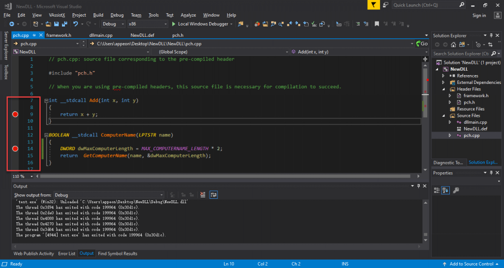 How to use Visual Studio to debug a C/C++ dynamic library called by a PowerBuilder 2019 ...